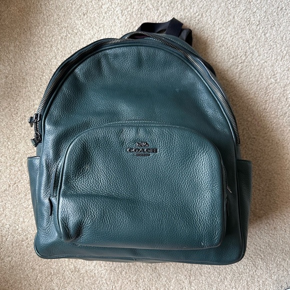 Coach | Bags | Coach Green Pebbled Leather Backpack Luxe Everyday Bag ...
